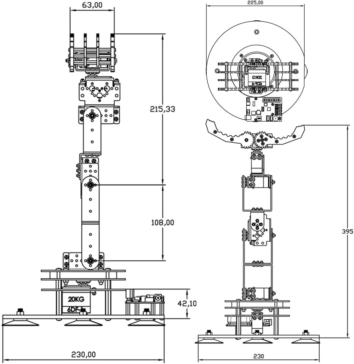 6DOF Metal Robot Arm Kit for Arduino, DIY Mechanical Robotic Arm – Cokoino